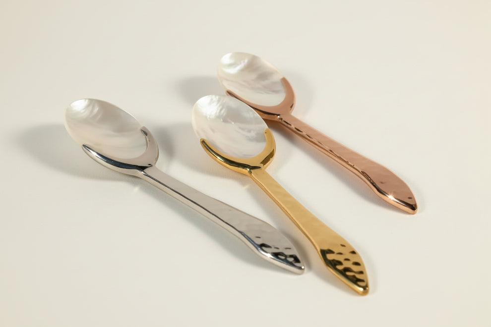 Hammered Mother of Pearl Caviar Spoon – Tsar Nicoulai Caviar